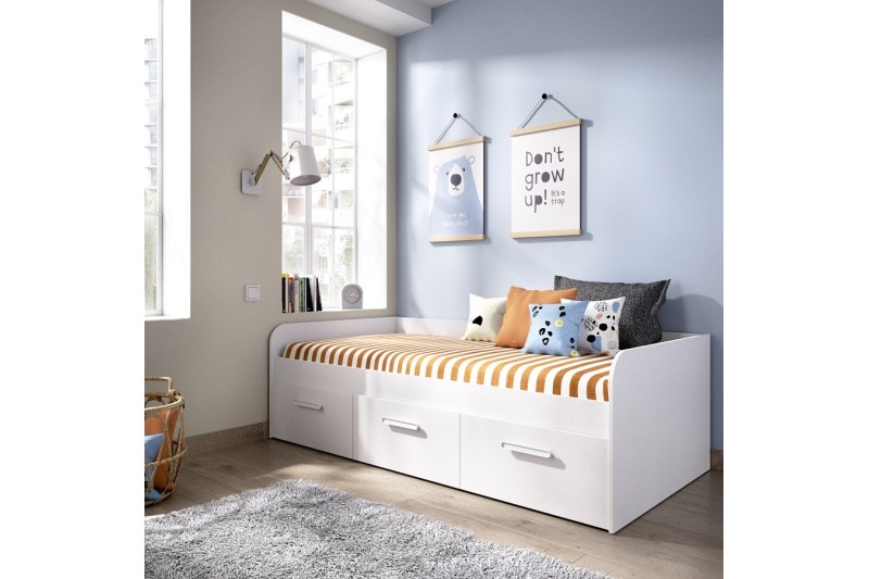Cama juvenil compacta MEK 90X190 Blanca