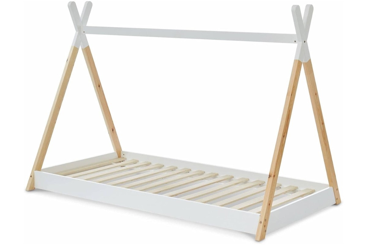 Cama Cabaña TIPI 197x100 cm en blanco y roble