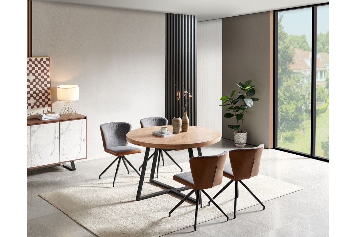 Mesa de salón extensible natural 120/160 cm | Atrapamuebles
