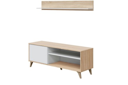 Pack Muebles de Salón Kikua Plus en roble y blanco