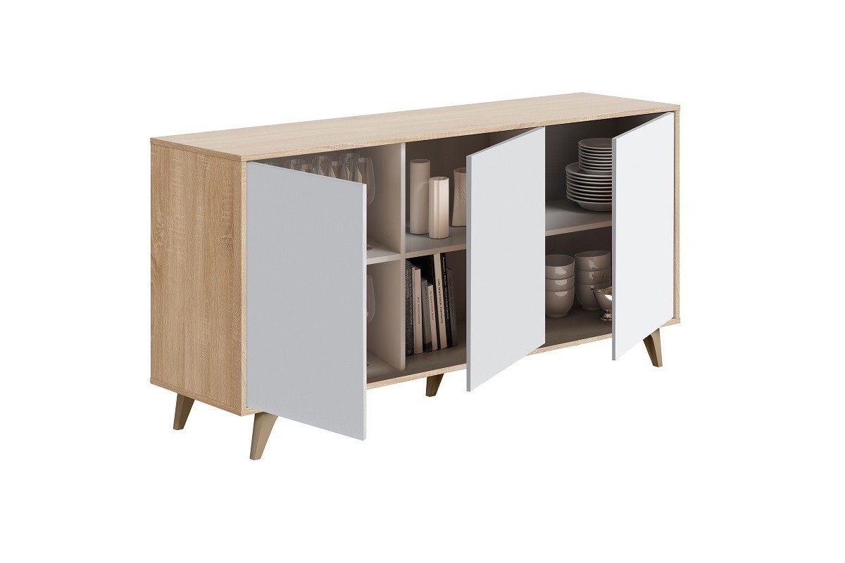 Pack Muebles de Salón Kikua Plus en roble y blanco