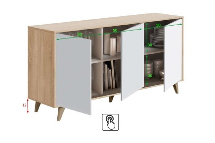 Pack Muebles de Salón Kikua Plus en roble y blanco