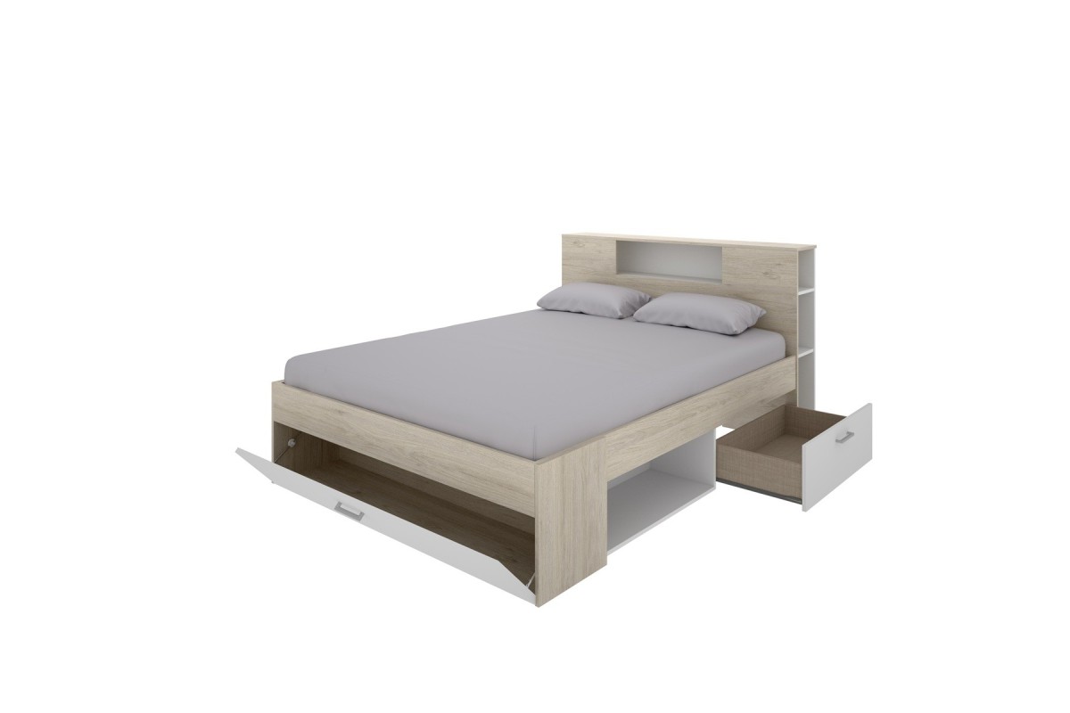 Cama compacta LANKA 150 Natural/Blanco | Atrapamuebles