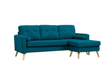 Sofá Chaiselongue de Diseño 3P reversible en color Azul Turquesa claro ...